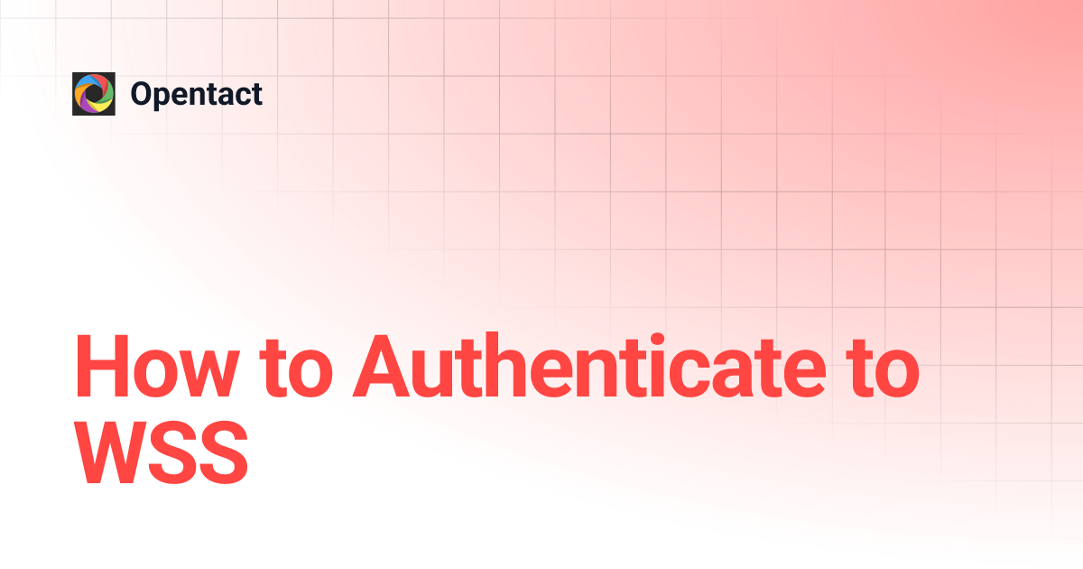 How to Authenticate to WSS | Opentact